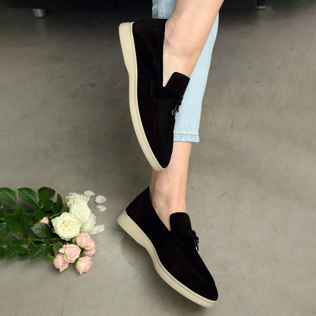 Лофери жіночі замшеві 586477 Чорні 💛 ціна: 1690 грн.💙 Купити у Києві