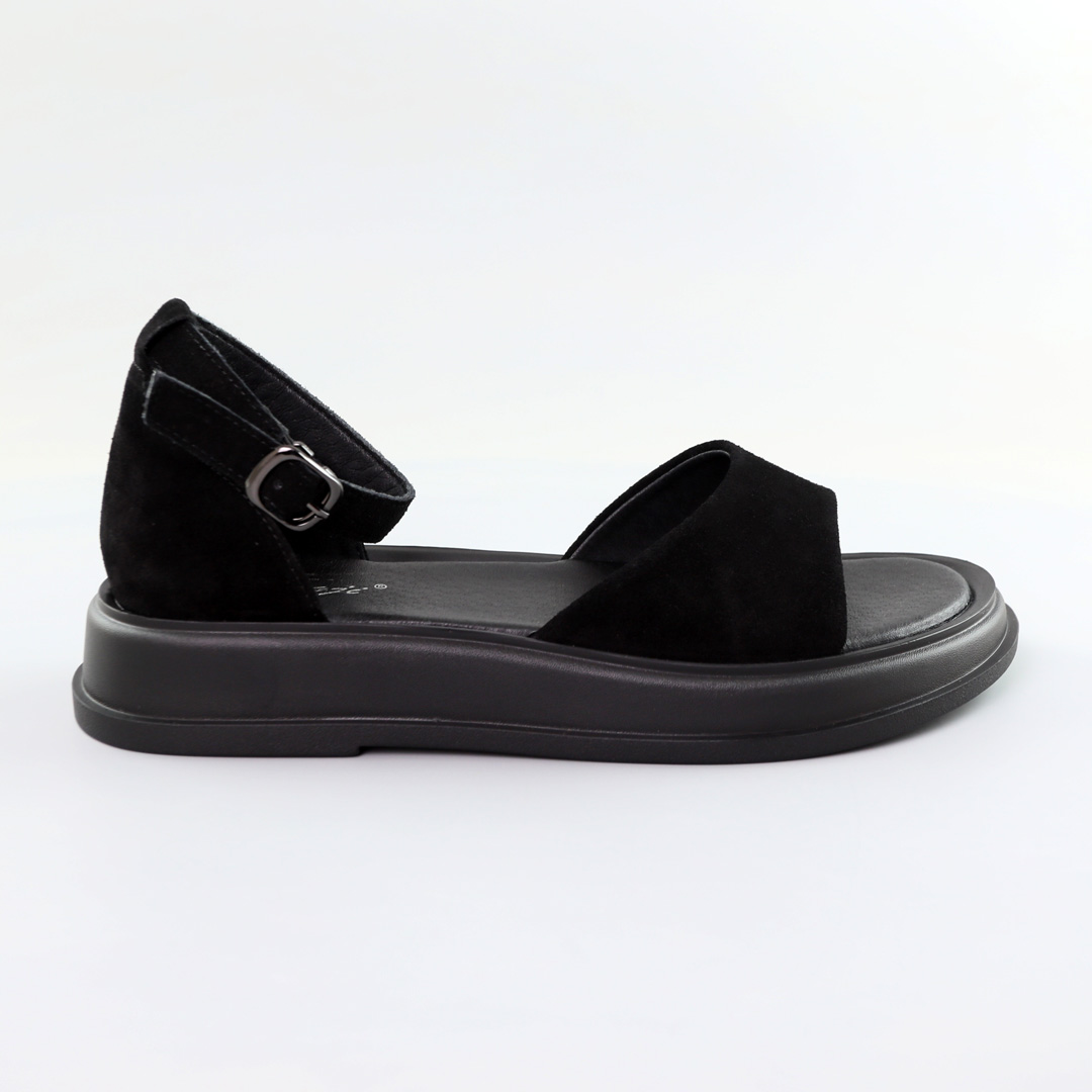 Сандали женские замшевые с закрытой пятой 589217 Черные распродажа 💛 ...